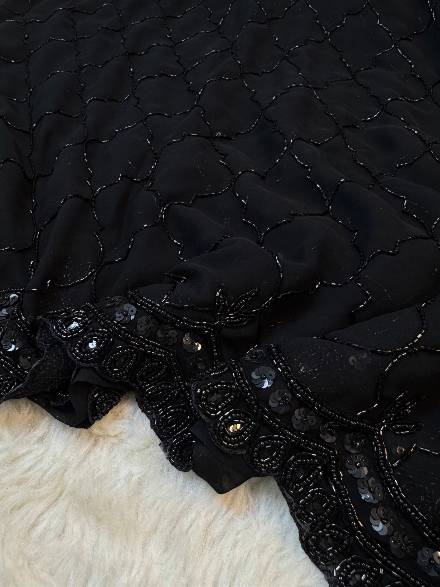 Signature Black Georgette Saree with Heavy Embellished Border – Jyoti ...